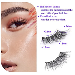 Half Lashes Fluffy Wispy Accent False Eyelashes ALPHONSE Natural Look Clear Band Fake Lash Strip Pack 5 Pairs