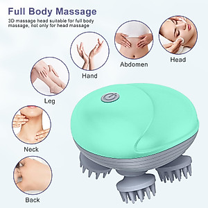 JXTZ Handheld Pet Massager for Dogs and Cats, Portable Electric Cat and Dog Massage Tool with 4 Massage Heads, 3 Speeds, Electric Pet Massager Head and Back Scratcher for Tight Muscles Stiffness Green