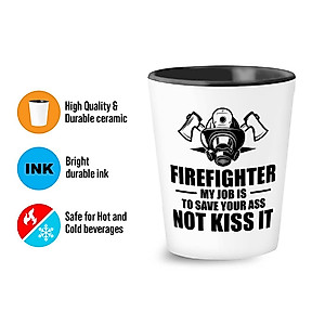 Flairy Land Firefighter Shot Glass 1.5oz - save your ess - Fire Chief Fireman, Fire Department, Rescuer, Fire Helmet, Firefighter Dad, Firefighter Mom