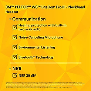 3M™ PELTOR™ WS™ LiteCom PRO III Headset - Neckband - MT73H7B4D10-NA