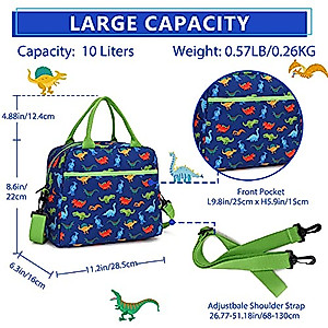 VONXURY Cute Lightweight Toddler Preschool Backpack and Insulated Lunch Bag for Boys,Blue Dinosaur