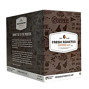 Fresh Roasted Coffee, Organic Sumatra Water Half-Caf | Single Origin | Medium Roast | RFA Kosher | K-Cup Compatible | 72 Pods