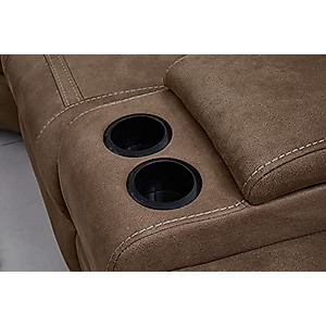 Betsy Furniture Large Microfiber Reclining Sectional Living Room Sofa in Latte 8038