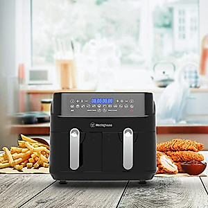 Westinghouse Dual Zone Air Fryer - Double Air Fryer Handcrafted with 2 Independent Baskets, Separate Heater and Control, 12 Preset Programs, and Adjustable Temperatures