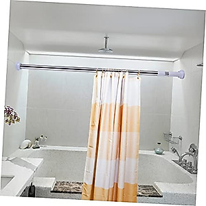 Garneck 2pcs Spring Tension Rod Retractable Tension Rod Stainless Steel Curtain Rod Coat Hanger Pole Wall Curtain Rod Retractable Clothes Line Curtain Rod Brackets Clothing Hanging Rod