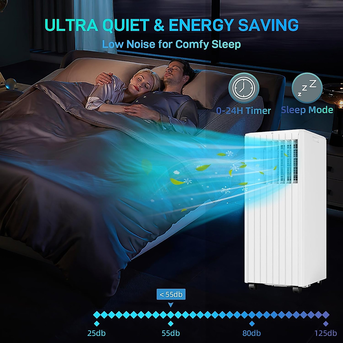 Acekool 8000BTU Portable Air Conditioner, Portable AC Unit with Remote Control, Energy-Efficient Cooling for 350 Sq.ft Spaces, 3-In-1 Cool, Fan, Dehumidify Modes, Portable AC for bedroom room indoor