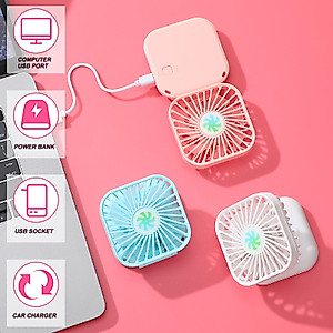 16 Pcs Necklace Fans Bulk, Mini Portable Fan, USB Rechargeable Battery 3 Speed Air Circulatory Fan, Small Personal Hands Free Fan, Cooling Folding Electric Desk Fan for Sports Home Travel Office