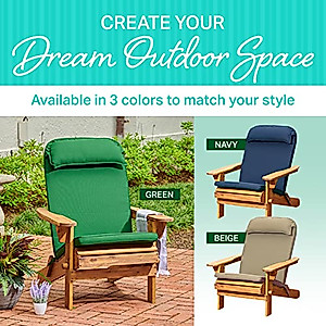 Plant Theatre Adirondack Chair Cushion - High Back Patio Chair Cushion for Outdoor Furniture - Outdoor Chair Cushions for Rocking Chairs, Front Porch, Yard and Lawn Furniture - 49" x 22" Green