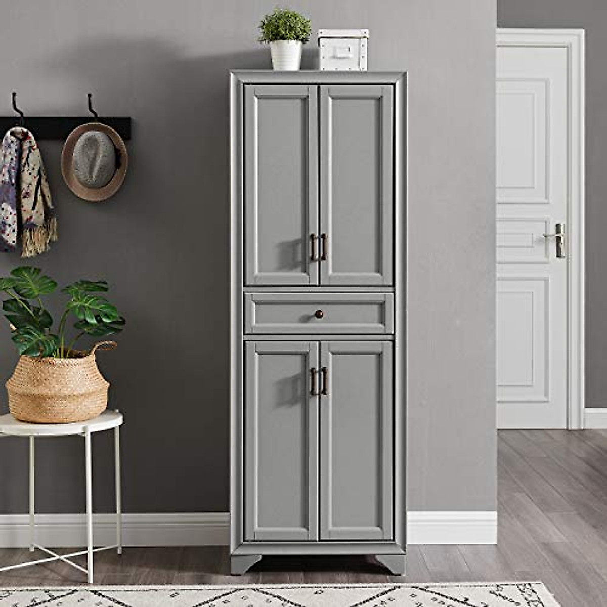 Crosley Furniture Tara Pantry, Distressed Gray