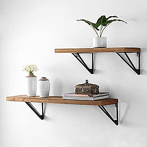 Safavieh Home Collection Banria Modern Rustic Brown/Black Floating Display Wall Shelf (Set of 2)