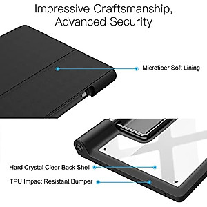 Fintie Hybrid Folio Case for Lenovo Yoga Tab 13 2021, Shockproof Cover with Clear Transparent Back Shell for Lenovo Yoga Tab 13" Tablet (YT-K606F), Black