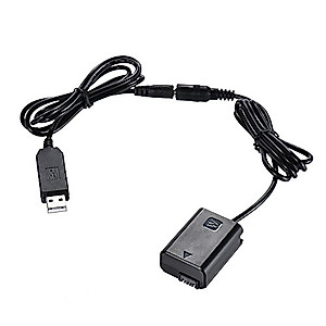 NP-FW50 Dummy Battery with DC Power Bank USB Adapter Cable Replacement for AC-PW20 Compatible with Sony NEX-3/5/6/7 Series A33 A37 A35 A55 a7 a7R a7II A6000 A6300
