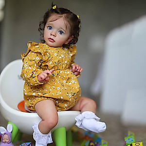 ROSHUAN Lifelike Reborn Baby Dolls Girl 24 inch Reborn Doll Vinyl Reborn Toddler Dolls Realistic Baby Dolls Girl Real Life Toddlers Reborn Baby Doll Cloth Body Kids Birthday Xmas Gift
