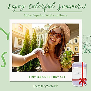 Mini Ice Cube Trays Silicone With Bin for Freezer, 4 Pack 640 Chewy Small Ice 6PCS Set, Tiny Crushed Ice Maker Molds for Chilling Coffee Juice Cocktail Whisky Boba, With Storage Box & Ice Scoop