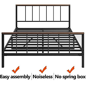 Anwick Queen Size Platform Bed Frame with Headboard and Footboard, Modern Simple Queen Bed Frame with Underneath Storage,Heavy Duty Steel Slat Support,No Box Spring Needed,Easy Assemble