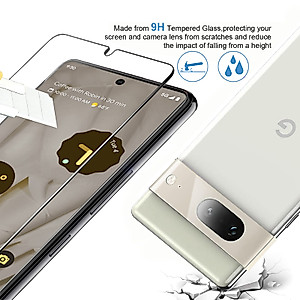 [4+3Pack] Glass Screen Protector for Google Pixel 7 5G, 9H Tempered Glass, Ultrasonic Fingerprint Compatible,HD Clear Case Friendly