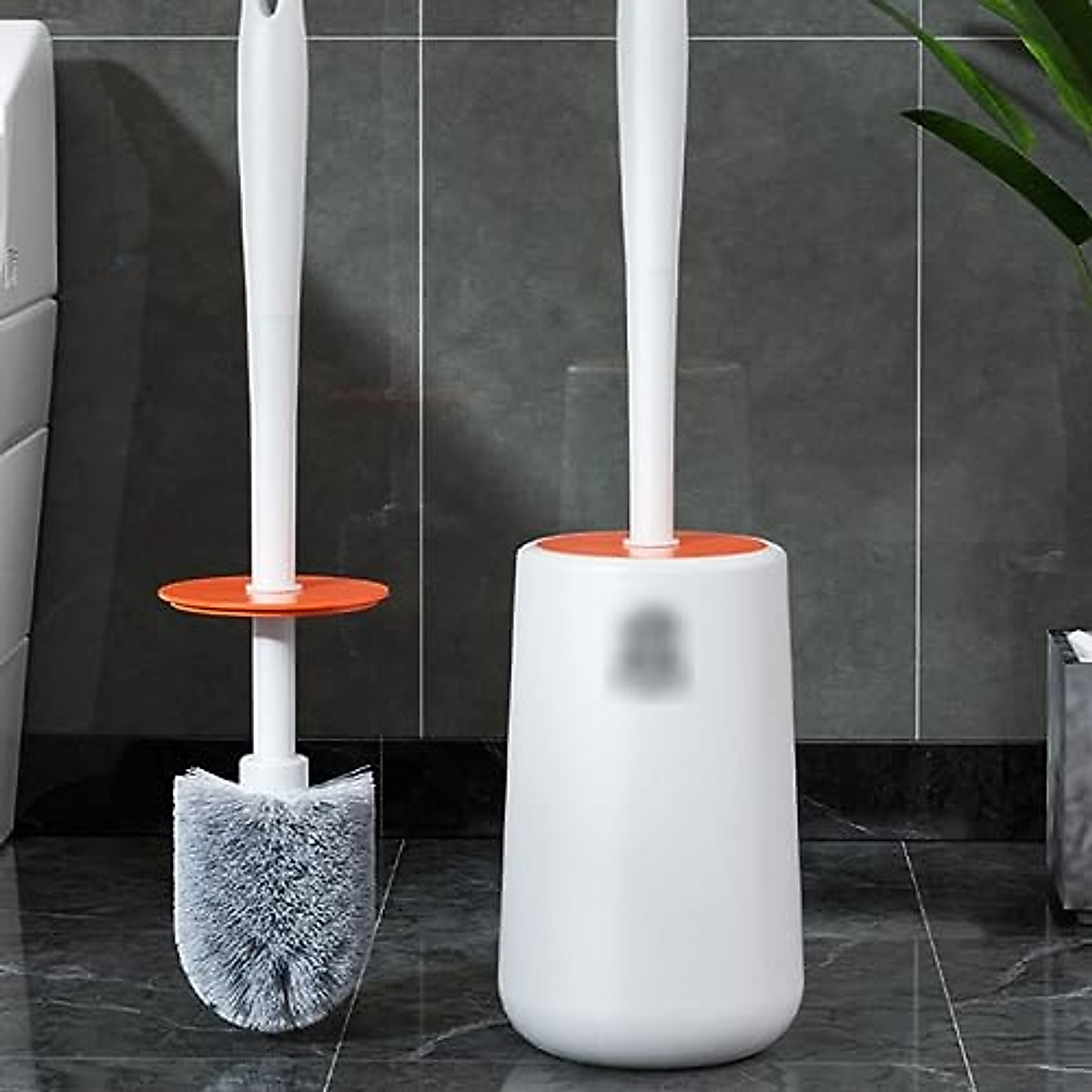 Modern Brush Toilet Brush Plastic Toilet Bowl Brush and Stand Floor Toilet Cleaner Bathroom Accessories and Cleaning Storage
