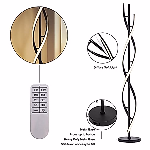 JUTIFAN LED Spiral Floor Lamps for Living Room with Remote, 35W Dimmable Standing Lamp for Living Room, 54" LED Modern Spiral Floor Lamp, 3 Adjustable Color Corner Modern Reading lamp for Bedroom