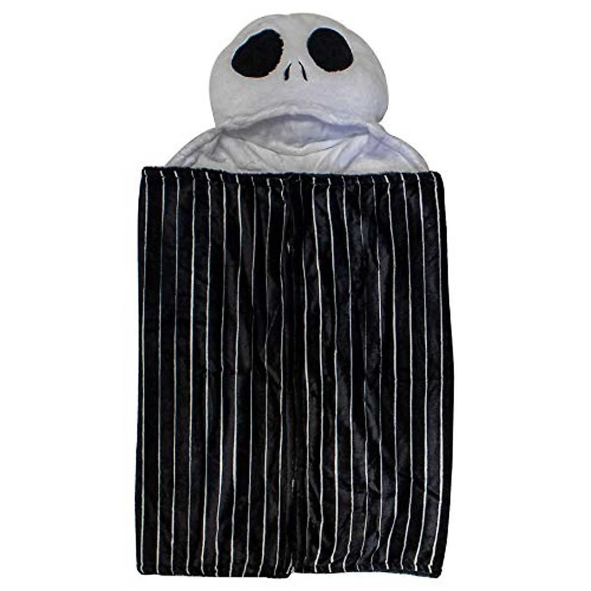 Jay Franco Disney Nightmare Before Christmas Jack Skellington Hooded Blanket – 2-in-1 Wearable Kids Plush Blanket - Fade Resistant Polyester, 50" x 30" (Offical Disney Product)