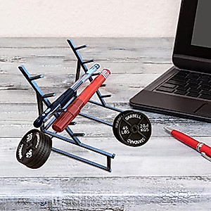 Barbell Holder Pen Organizer, New Squat Rack Decorations with Weights and Barbells, Creative Squat Rack Shape Pencil Stand, Stationery Container for School Supplies