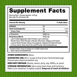 Amy Myers MD Leaky Gut Revive Powder for Leaky Gut Repair -L Glutamine, Slippery Elm -Supports Constipation, Diarrhea, Bloating, Heartburn, SIBO -Licorice & Marshmallow Root - Unflavoured-6.30 Oz