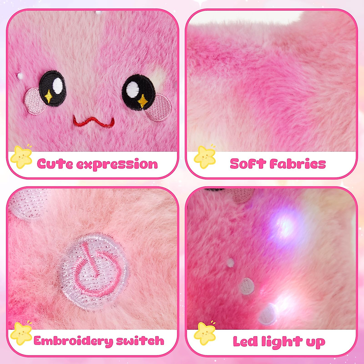 Houwsbaby 12" Light Up Starfish Plush Pillow,Tie-Dyed Sea Star Stuffed Animal,Ideal Festivals Birthdays Children's Day for Kids Girls Boys