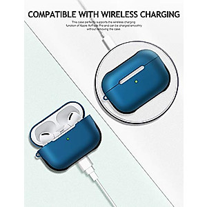 AirPods Pro Case Cover with Lanyard, Luxury AirPod Pro Cover Compatible Apple AirPods Pro Charging Case, Soft Silicone + Hard Shell Dual Layer Protective Case for AirPods Pro Accessories (Blue)