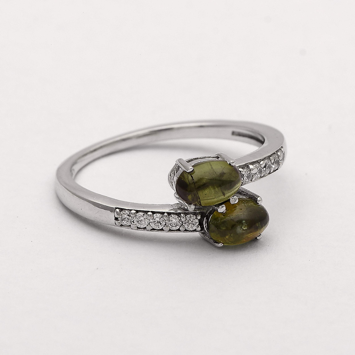 Dual Stone 925 Sterling Silver Tanzanite Gemstone Side Stone Women Ring (8.5)