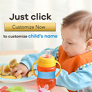 Custom Baby Bottle Labels for Daycare Blue Pink or Orange 4 Pack Sippy Cup Labels Personalized Bands