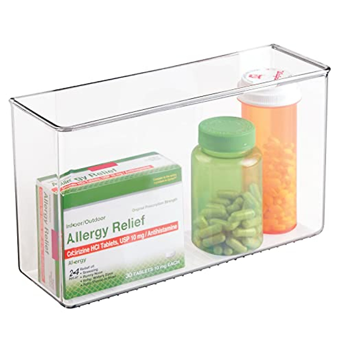 mDesign Plastic Storage Organizer Bin, Adhesive Mount for Cabinets & Walls in Bathroom, Vanity, Under Sink, Holds Body Wash, Shampoo, Lotion, Brushes, Hair Spray, Ligne Collection, 2 Pack, Clear