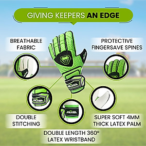 MAMBA Goalkeeper Gloves for Youth & Adult - Premium Quality Latex Palm & Back Hand; Finger Spine Protection & Double Layer Wristband. Goalie Gloves for Men, Women, Boys & Girls (5)