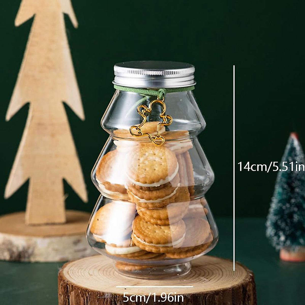 1 Pcs Christmas Tree Candy Jar Cookie Jars Xmas Biscuits Jars Candy Bottles Empty Beverage Bottles Holiday Bottle for Christmas Party Favors Clear Pumpkin Candy Jar Plastic