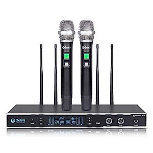 D Debra Audio New Model TD-220 Professional UHF True Diversity 2 Channel Wireless Microphones System with 2 Cordless Handheld Mic