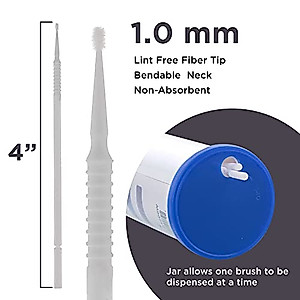 TCP Global 100 Paint Touch Up Brushes, Disposable Micro Brush Applicators, White with Fine 1.0 mm Tips - Auto Body Shop, Auto Car Detailing, Hobby