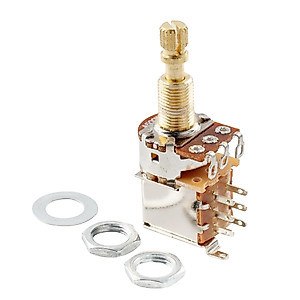 Musiclily Pro Brass Metric Size Push/Push A500K Guitar Pots Audio Taper Potentiometers for Eelectric Guitar or Bass (Set of 2)