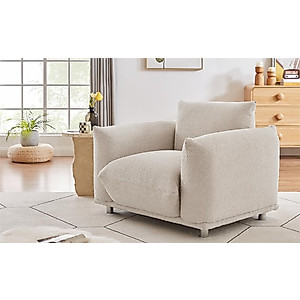 JINS&VICO Down-Filled Oversized Sofa Chair with Armrest, Modern Upholstered Wide Sofa Couch with Metal Legs and Non-Slip Pads, Comfy Lazy Sofa for Living Room, Bedroom, Office, Camel