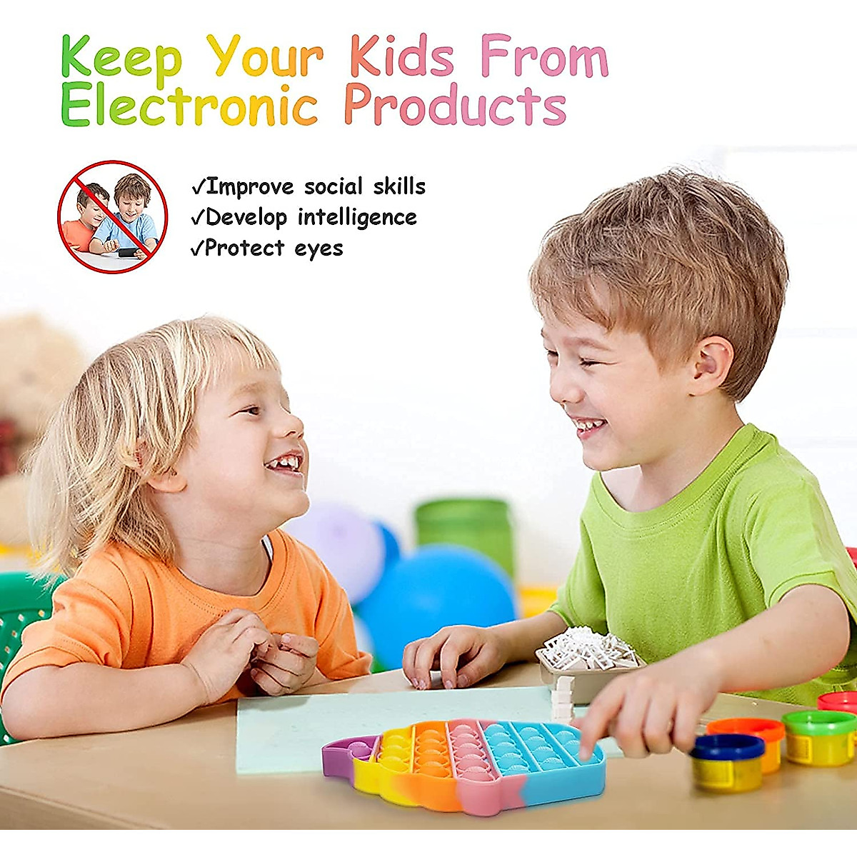 Pop It Fidget Toys Pop Its Fidgets, Silicone Fidget Toy Pack Poppet Figit Sensory Toys Popit Popits Popper Poppers Ice Cream Strawberry Hamburger Toy Gifts