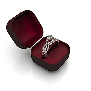 0.70 Carat TCW Round Diamond Infinity Engagement Ring Set 14K Gold Ladies Wedding Band 0.33 Carat Solitaire Diamond Split Shank Pave Set Stackable Ring For Women Color HI / Clarity I1 (rose-gold)