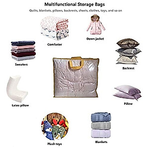 6 Pack Clear Storage Bags with Zipper and Handles, Vinyl Zippered Storage Bag for Clothes, Blanket, clothing, Quilts, Pillows, Bedding, 23x20x6 Inch