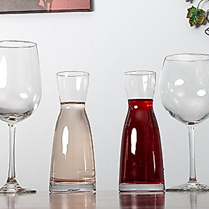 Lily's Home Individual Glass Wine Decanters, Miniature Personal Size Carafes Ideal for Dinner Parties and Wine Tastings, Makes Wonderful Gift. 10 oz. Each, Set of 4
