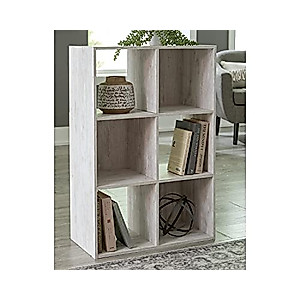 Signature Design by Ashley Paxberry Coastal 6 Cube Storage Organizer or Bookcase, Whitewash
