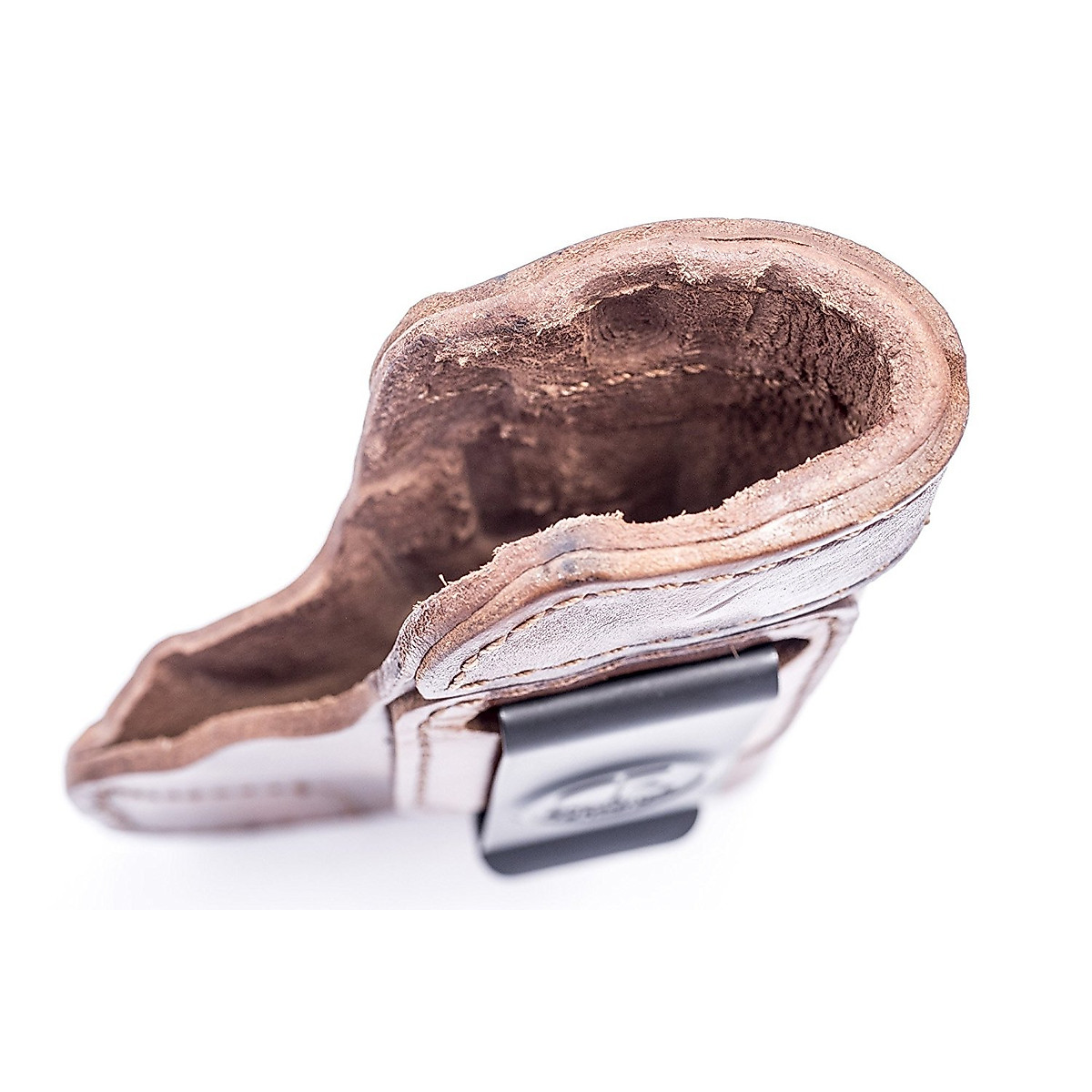 OUTBAGS USA LS2SHIELDX (Brown-Right) Full Grain Heavy Leather IWB Conceal Carry Gun Holster for Smith & Wesson M&P Shield 9mm / 40 S&W with Crimson Trace Laser. Handcrafted in USA.