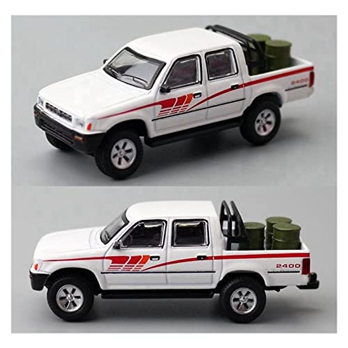 Classic Static Scale Models 1 64 for Toyota Hilux Pickup Truck White Alloy Car Model Collectibles Souvenir Display Ornament Adult Gift Non RC Toys (Color : A)