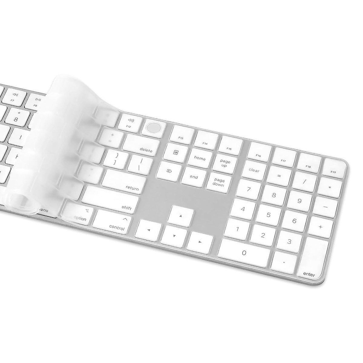 ProElife Keyboard Cover Skin for 2024 Magic Keyboard with Touch ID and Numeric Keypad (A3119) Ultra-Thin Silicon Protector (4 Keys ON The Left of Space BAR) (Transparent)