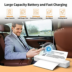 Itari P831 Portable Printers Wireless for Travel, Bluetooth Thermal Transfer Printer, Compact Inkless Printer with 200 Sheets 8.5x11 US Letter Copy Paper…