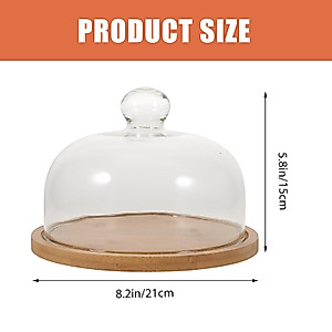 Round Cake Tray with Dome Glass Cake Plate Server and Clear Glass Dome Cake Stand Serving Tray Dessert Plate Fruit Platter with Glass Cover 8 inch