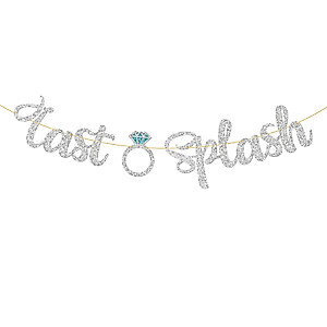 Last Splash Banner, Bride Shower Party Supplies, Engagement, Wedding Bachelorette Party Decorations - Silver Glitter