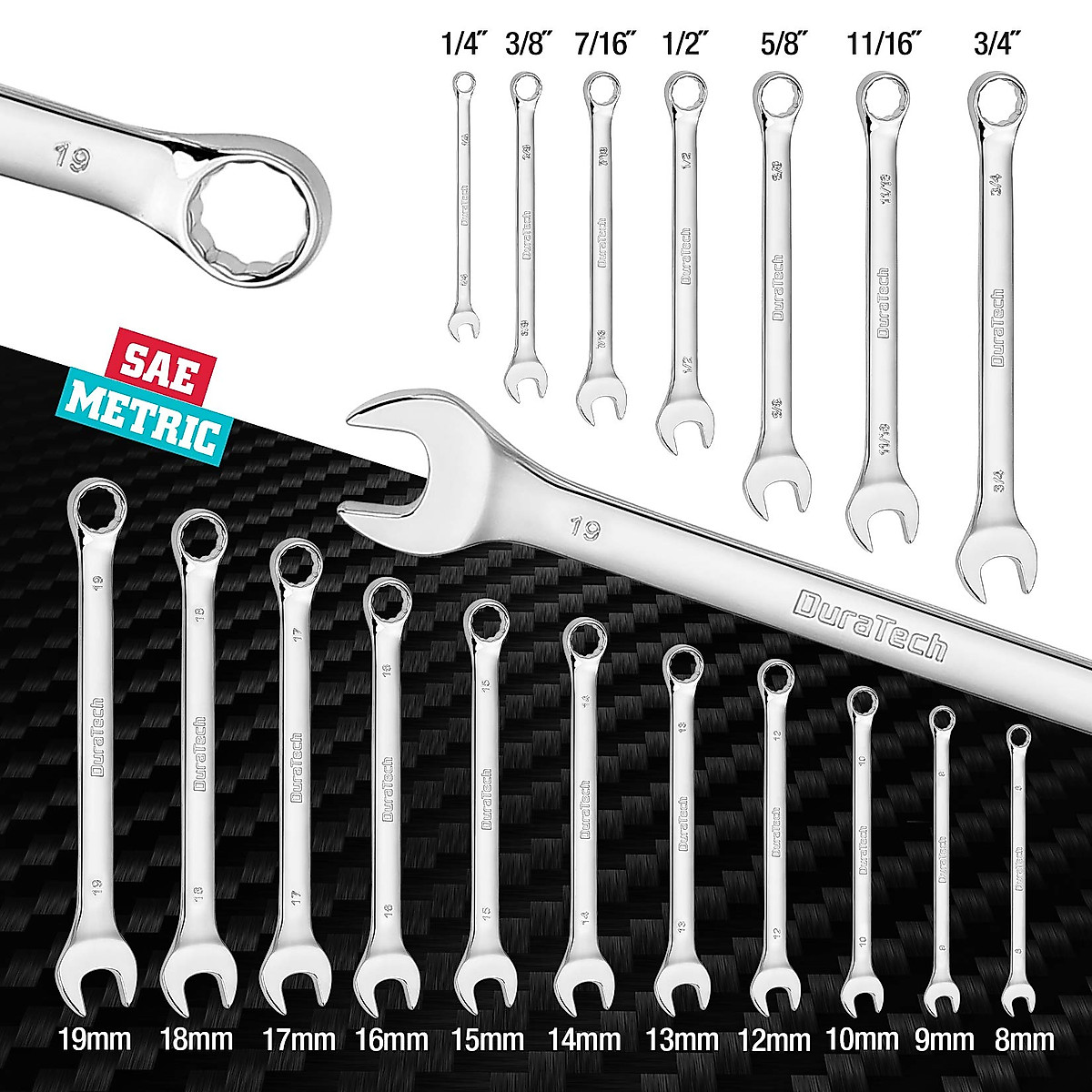 DURATECH 149-Piece Mechanics Tool Set, Include SAE/Metric Sockets, 90-Tooth Ratchet and Wrench Set for Auto Repair