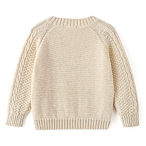 Curipeer Baby Boys Cable Knit Sweater Long Sleeve Solid Pullover Toddler Crew Neck Twist Sweaters A-Apricot