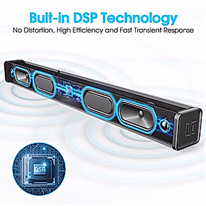 W-KING 70W Sound Bars for TV with Subwoofer (Built-in), 2.0ch TV Sound Bar Surround Sound Speakers, Bluetooth/HDMI-ARC/Optical/Coaxial/AUX/RCA/USB Drive, 35.4" TV Speakers Soundbar with SUB Out/3-EQ